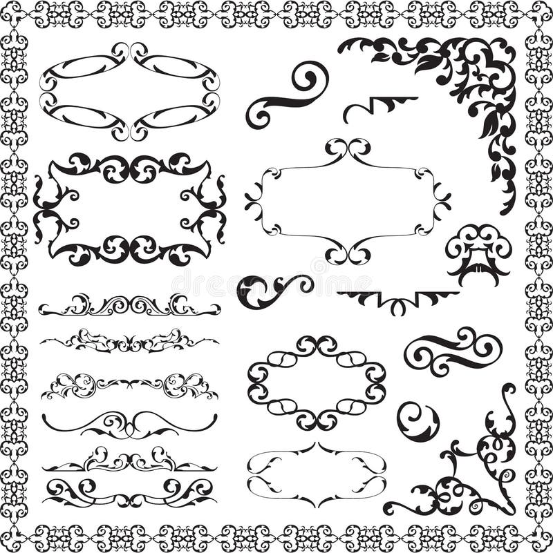 Victorian Swirl Elements Set Stock Vector - Illustration of renaissance ...