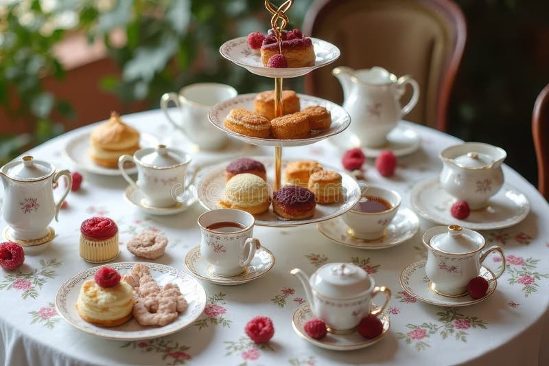 Victorian Tea Setting stock illustration. Illustration of fine - 376826077