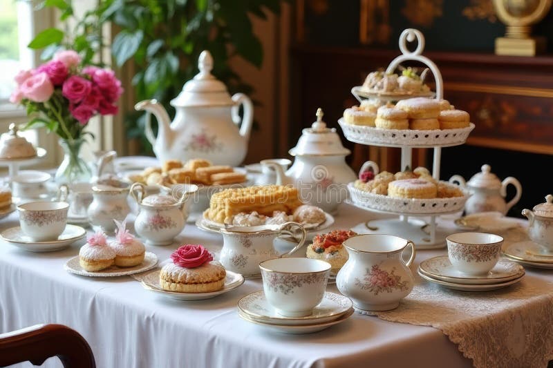 Victorian Tea Setting stock illustration. Illustration of high - 376826081