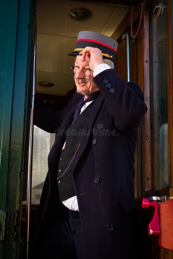 Victorian Train Conductor at Departure Stock Image - Image of ...