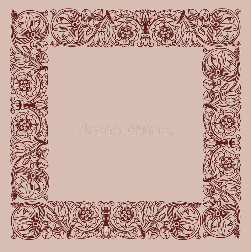 Victorian Vintage Floral Frame Border Stock Illustration - Illustration ...