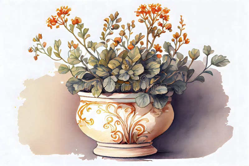 Victorian Watercolor Pottery Illustration for Invitations and Posters ...