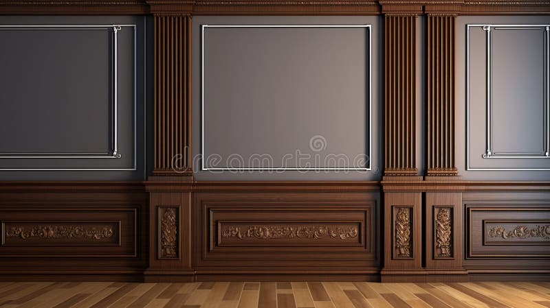 Victorian Wood Trim Wall-enhance Stock Illustration - Illustration of ...
