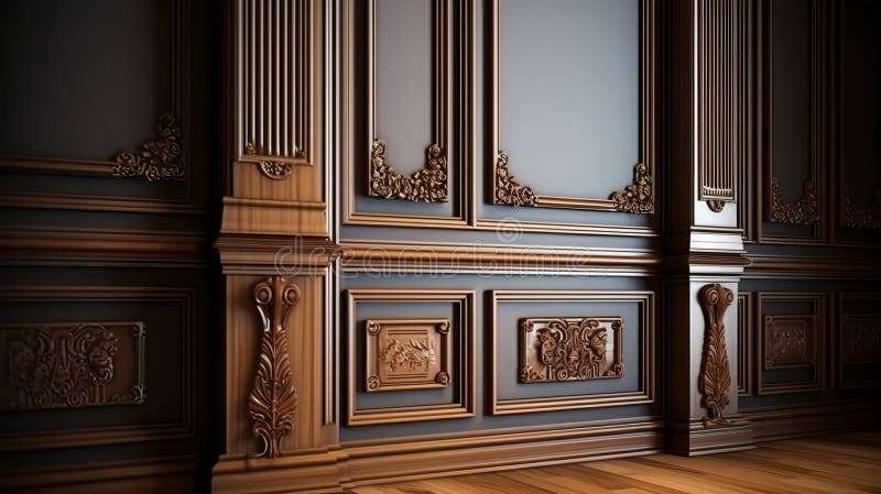 Victorian Wood Trim Wall-enhance Stock Illustration - Illustration of ...