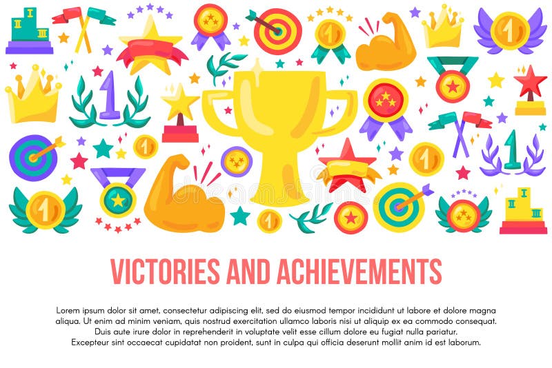 Victories and Achievements Flat Banner Template Stock Vector ...