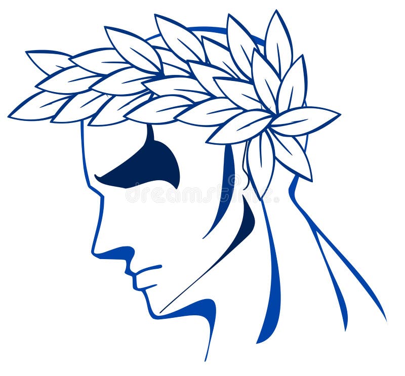 Victorious Man with Laurel Wreath. Blue Tones, Isolated. Stock ...