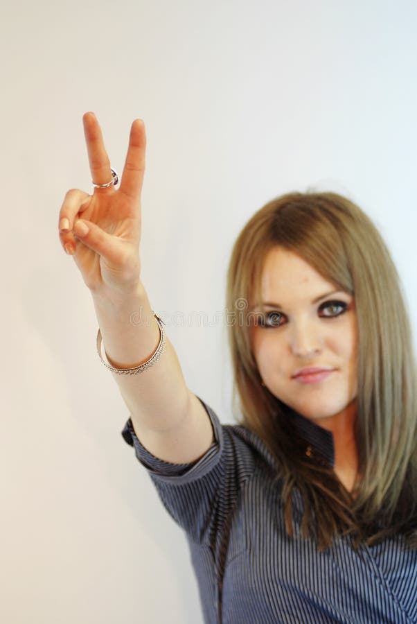 Victory stock image. Image of girl, model, blue, heart - 2214429