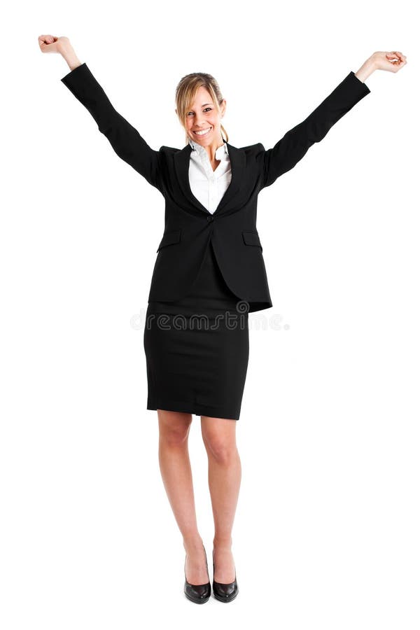 Businesswoman victory pose stock photo. Image of adult - 18664480