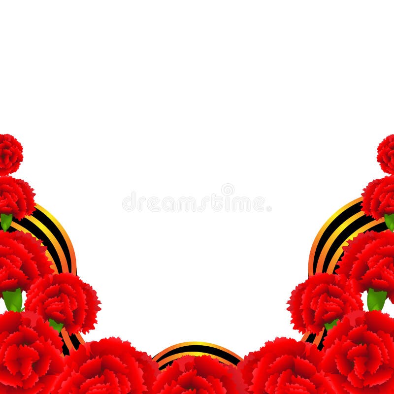 Victory Border with Red Carnations Border Stock Vector - Illustration ...