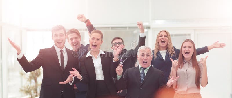 Victory in Business. Successful Businessman and Business Team on Stock ...