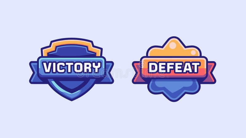 Victory and Defeat Game User Interface Badges. Cartoon Vector Set of ...