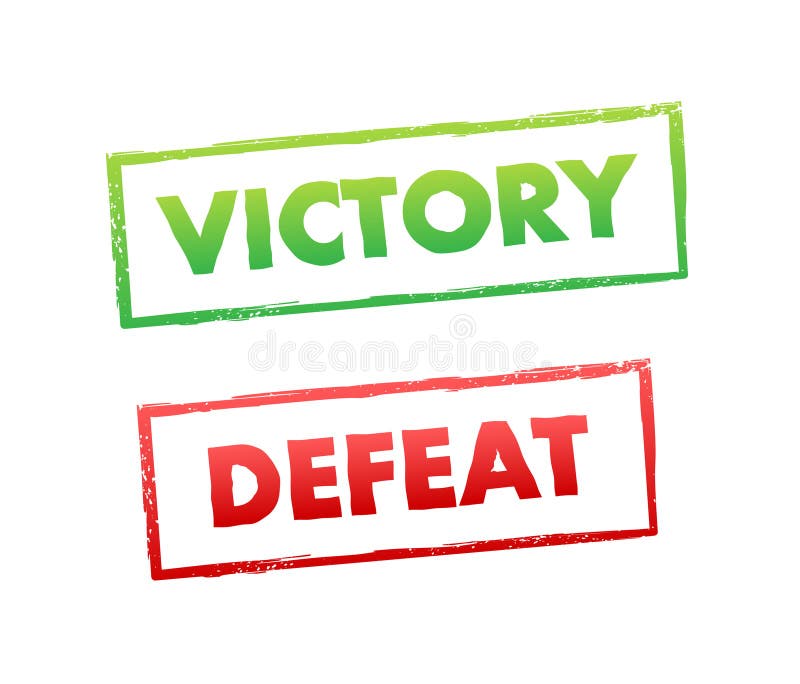 Victory and Defeat Stamped Labels Vector Illustration in Distressed ...