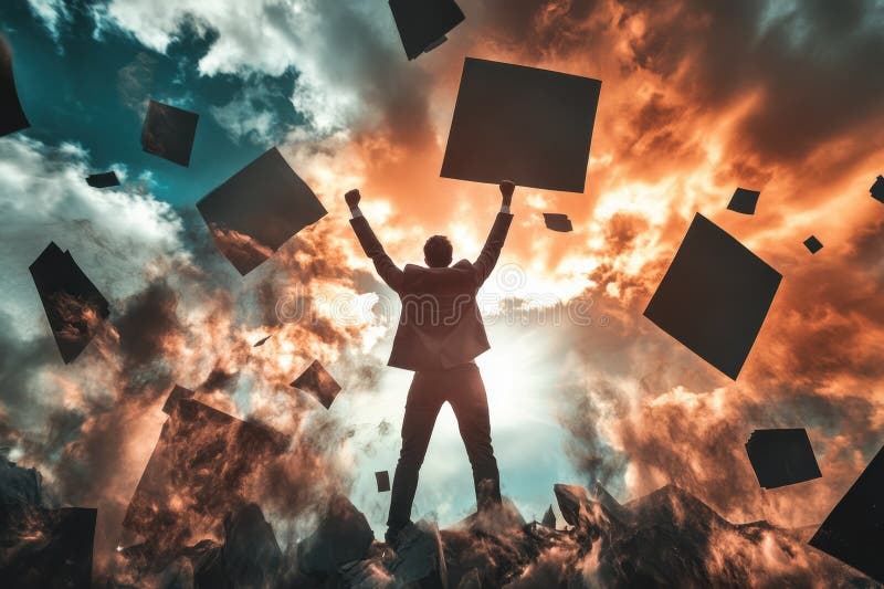 Victory in the Face of Adversity with Powerful Clouds and Abstract ...