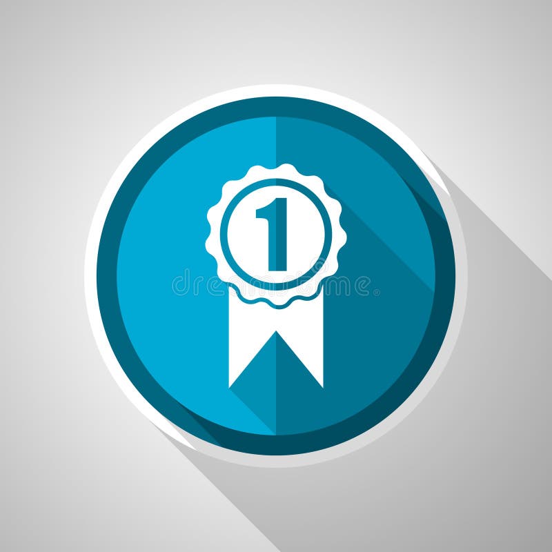 Victory, First, Winner Symbol, Flat Design Vector Blue Icon with Long ...