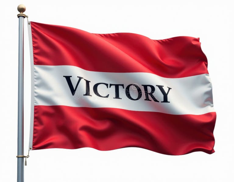 Victory Flag Waving on Flagpole - 3D Render Stock Illustration ...