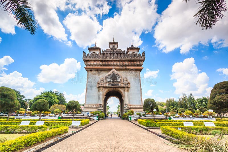 Victory Gate or Gate of Triumph in Laos Stock Photo - Image of panorama ...