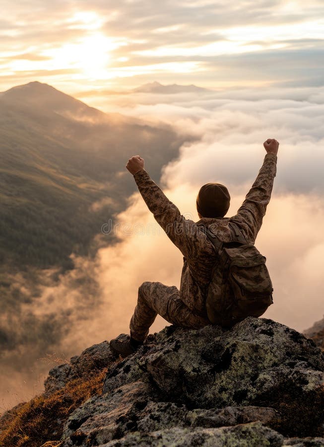 Victory Gesture, Silhouette of Raised Fist, Symbolizing Strength ...