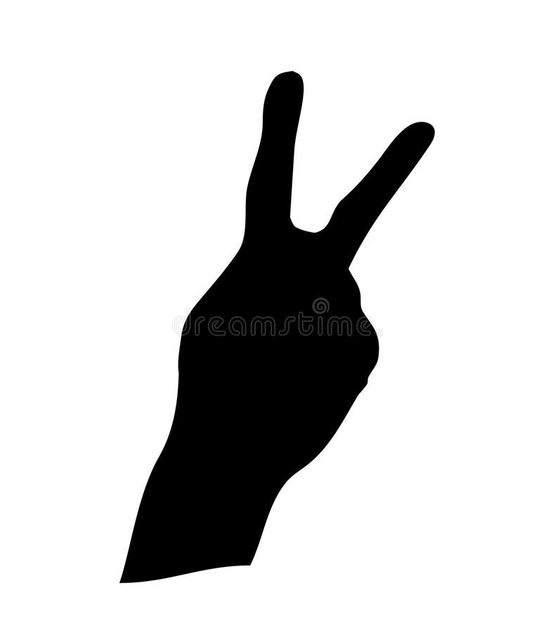Victory Hand Symbol Silhouette Stock Vector - Illustration of full ...