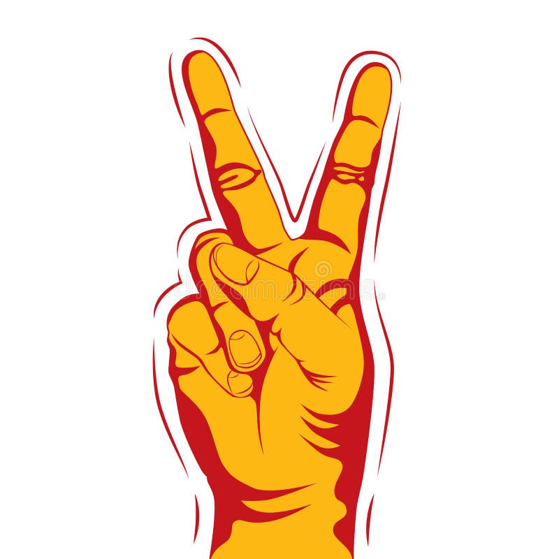 Victory Hand Sign Icon. Hand Showing Two Finger Flat Icon On Grey ...