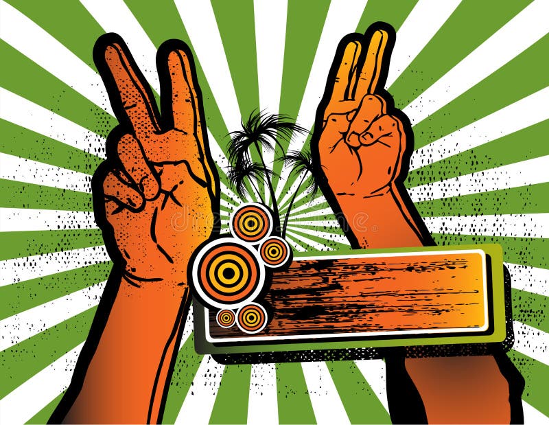 Grunge victory sign stock vector. Illustration of finger - 5129395