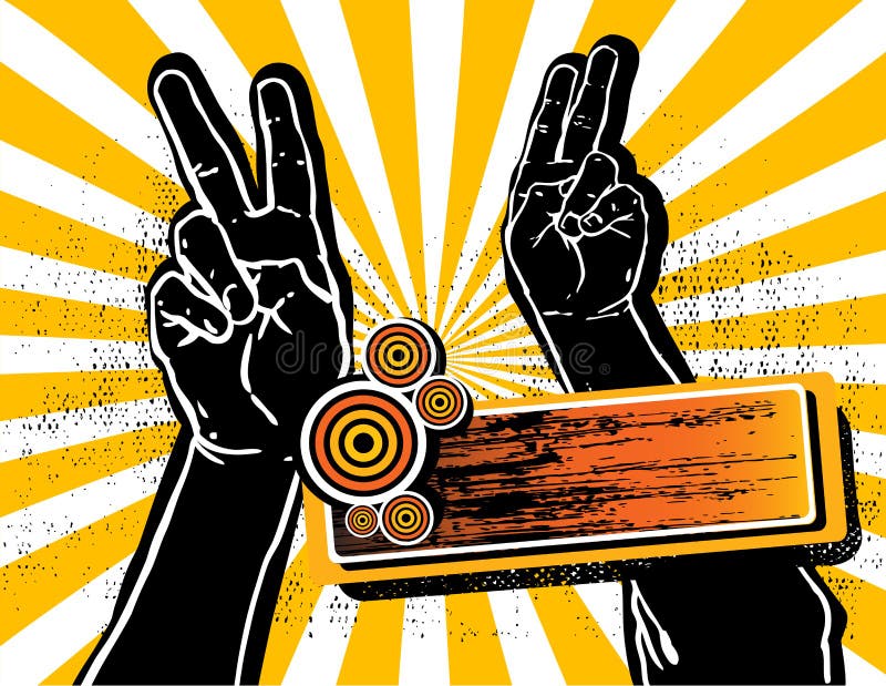 Grunge victory sign stock vector. Illustration of finger - 5129395