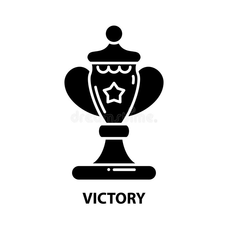 Victory Icon, Black Vector Sign with Editable Strokes, Concept ...