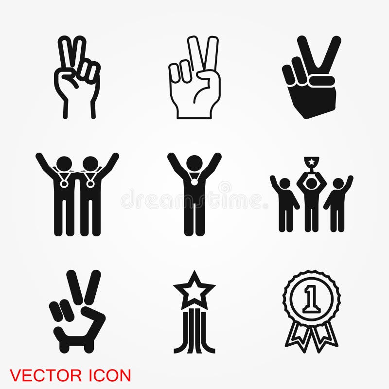 Victory Vector Icon Sign Symbol Stock Vector - Illustration of medal ...
