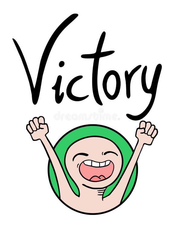Victory message stock vector. Illustration of happy, character - 77061402