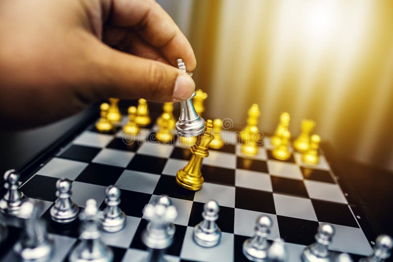 Victory Over Rival. Playing Chess Stock Photo - Image of decision ...