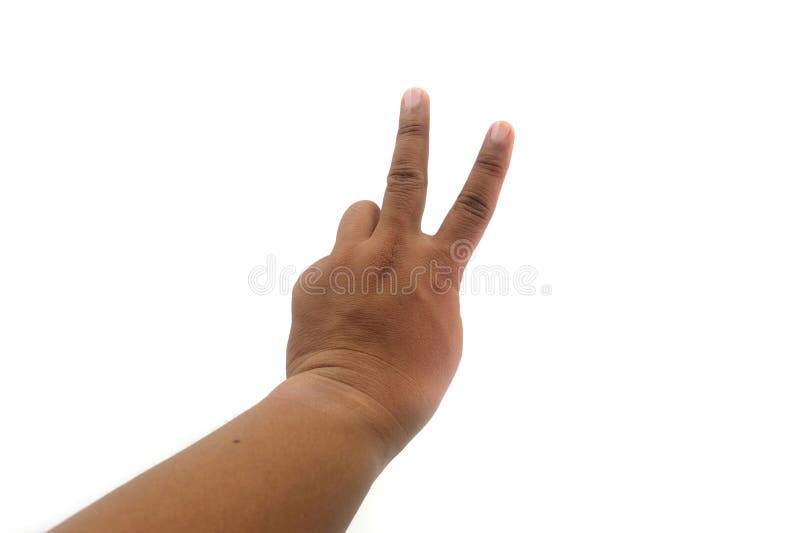 Victory or Peace Sign or Number Two Hand Sign. Isolated Stock Image ...