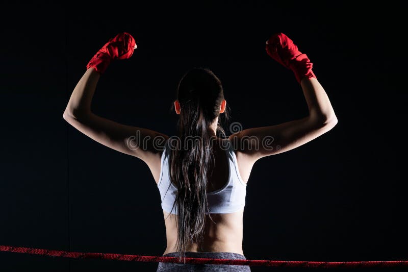 Victory - the Player Turned in Front of the Audience. Hands Raised Up ...