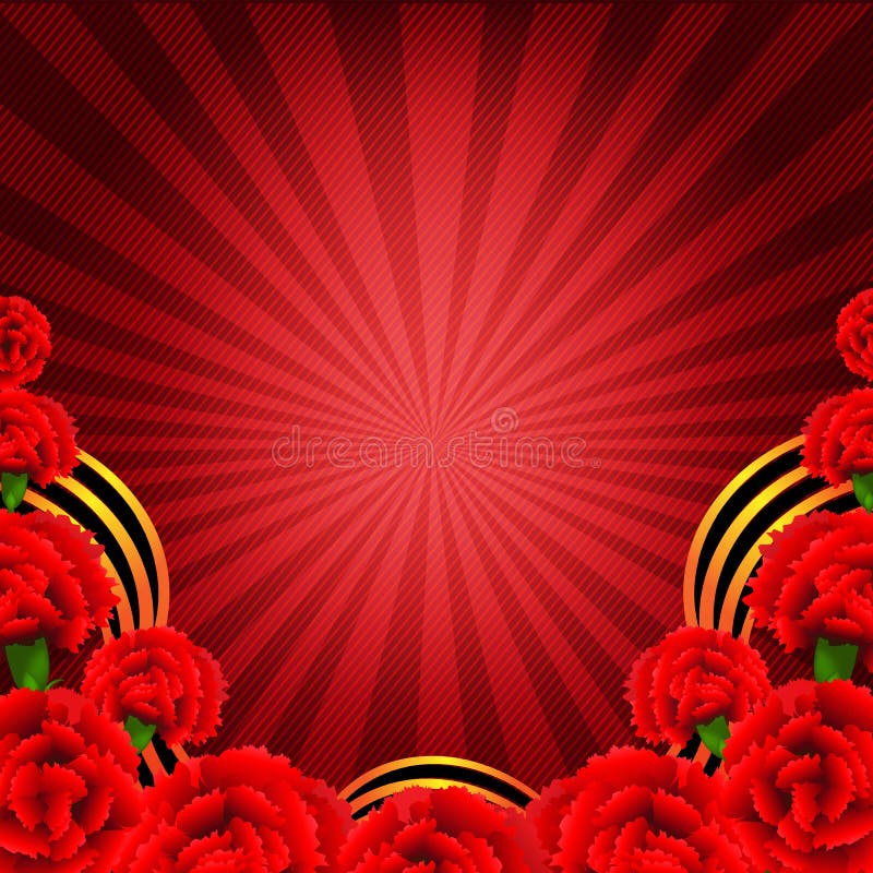 Victory Red Poster with Red Carnations Border Stock Vector ...