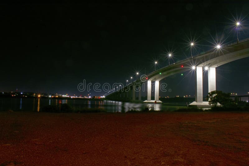 Victory (Route 35) Bridge at Night -05 Stock Image - Image of shadows ...