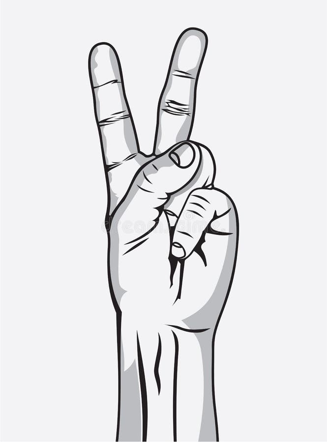 The Victory Sign, Hand Gesture Stock Illustration - Illustration of ...