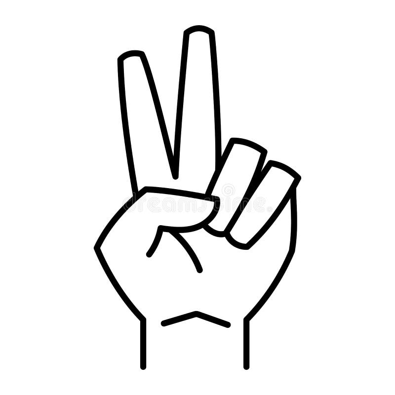 Victory Sign Icon. V-sign Outline Vector Illustration Stock Vector ...