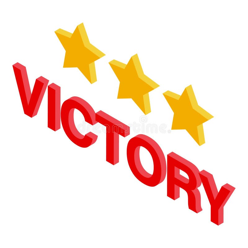 Victory Sign with Three Stars Achieving Success Stock Illustration ...