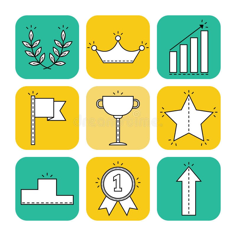 Victory and Success. Set of Flat Icons. Vector Illustration Stock ...