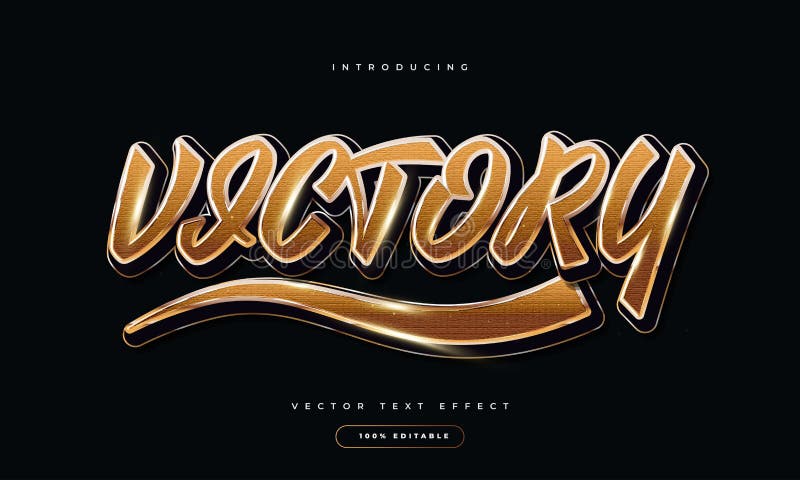 Victory Text in Black and Gold with Texture and Shining Effect Stock ...