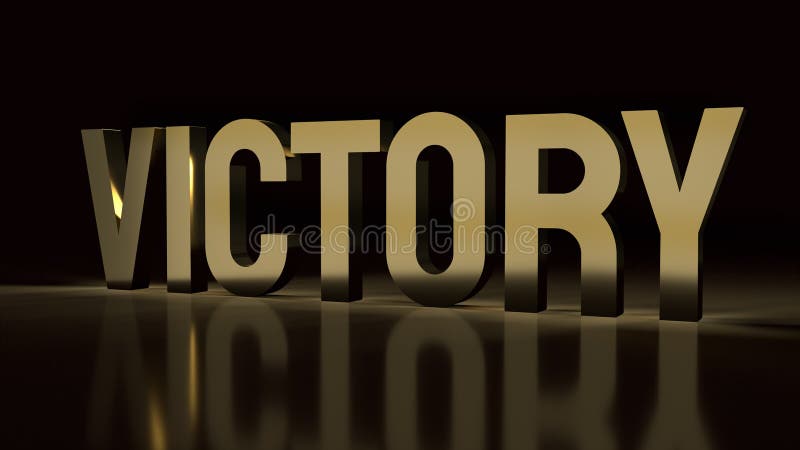The Victory Text Gold Surface in Black Background 3d Rendering Stock ...