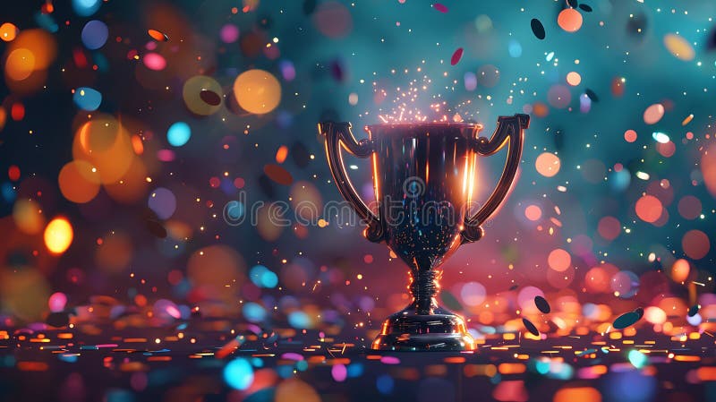 Victory Trophy with Celebration Lights Stock Illustration ...