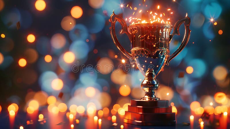 Victory Trophy with Celebration Lights Stock Illustration ...