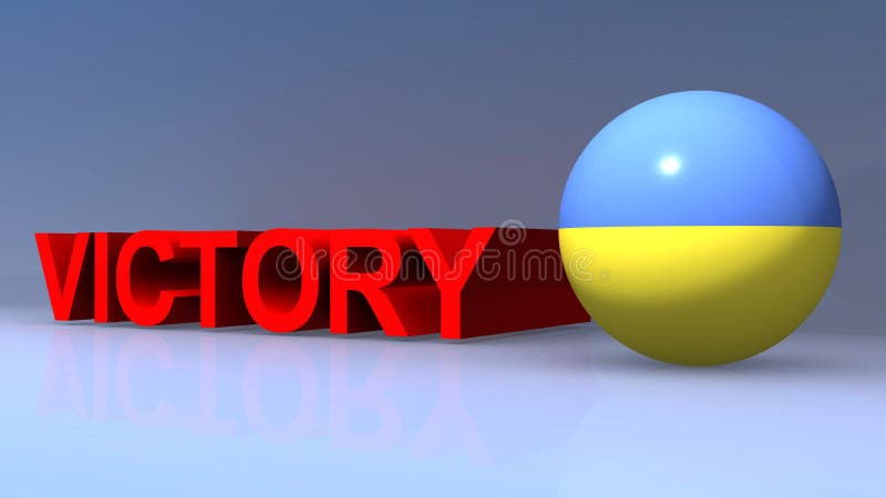 Victory with Ukraine Flag on Blue Stock Illustration - Illustration of ...