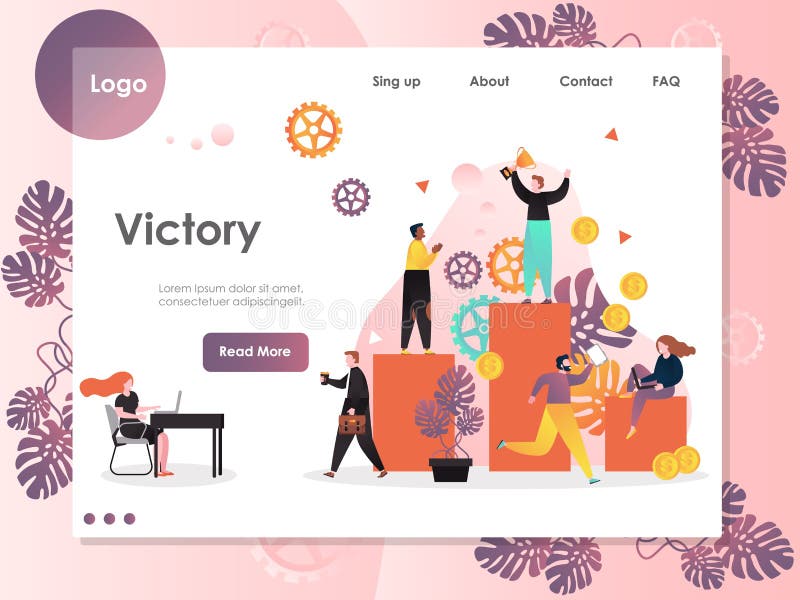 Victory Vector Website Landing Page Design Template Stock Vector ...