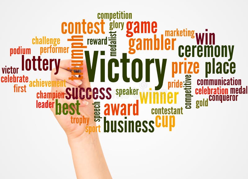 Victory Word Cloud Hand Writing Concept Stock Image - Image of champion ...
