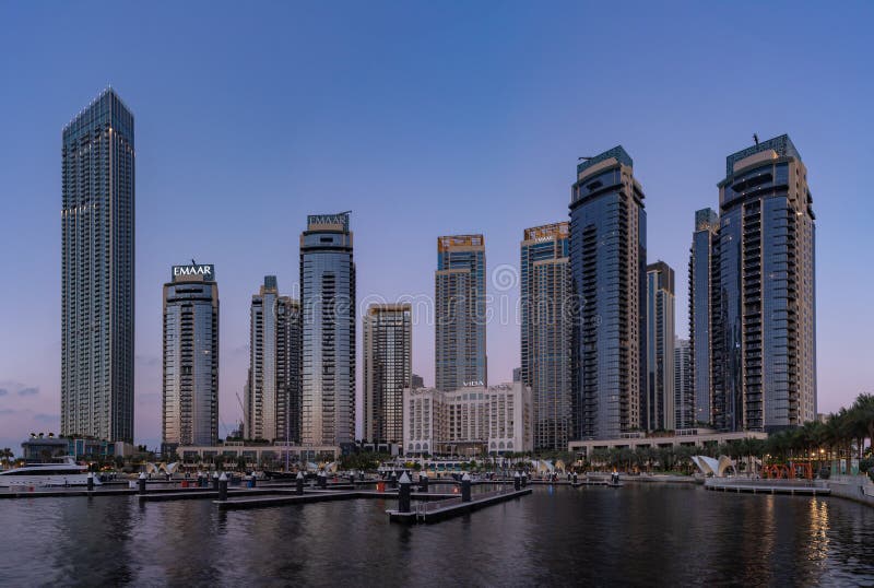 Vida Creek Harbour Buildings at Sunset Editorial Stock Image - Image of ...