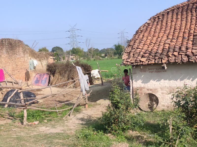 Vida Rural India, Kachha Makan Fotografía editorial - Imagen de rural ...