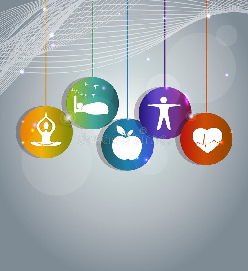 Símbolos Redondos Vivos Saudáveis Ilustração do Vetor - Ilustração de ...