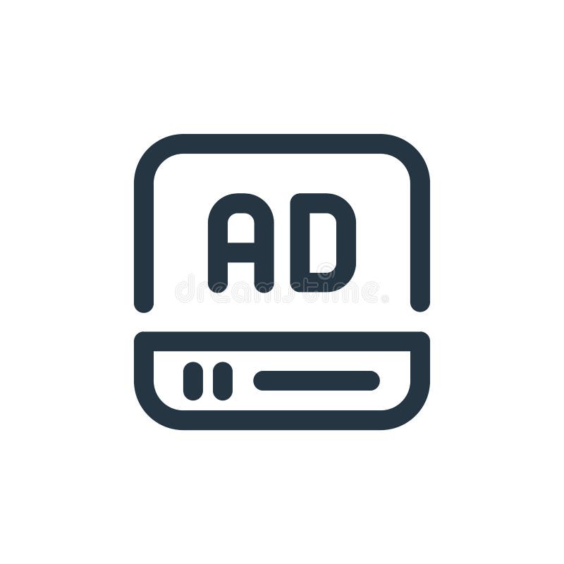 Video Ad Vector Icon. Video Ad Editable Stroke. Video Ad Linear Symbol ...