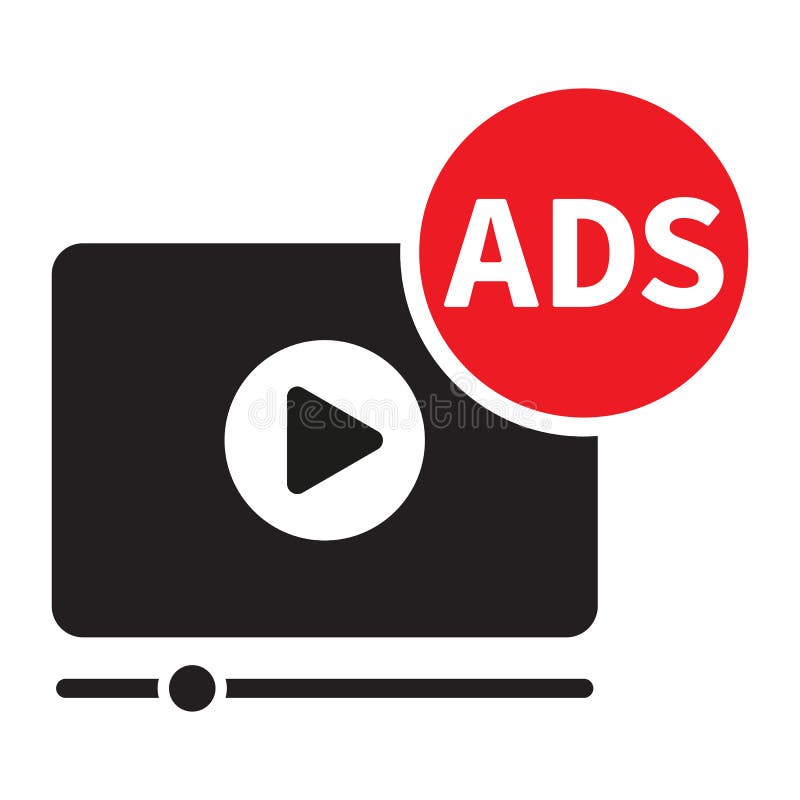 Video Ads Icon. Video Advertising Vector Illustration Stock Vector ...
