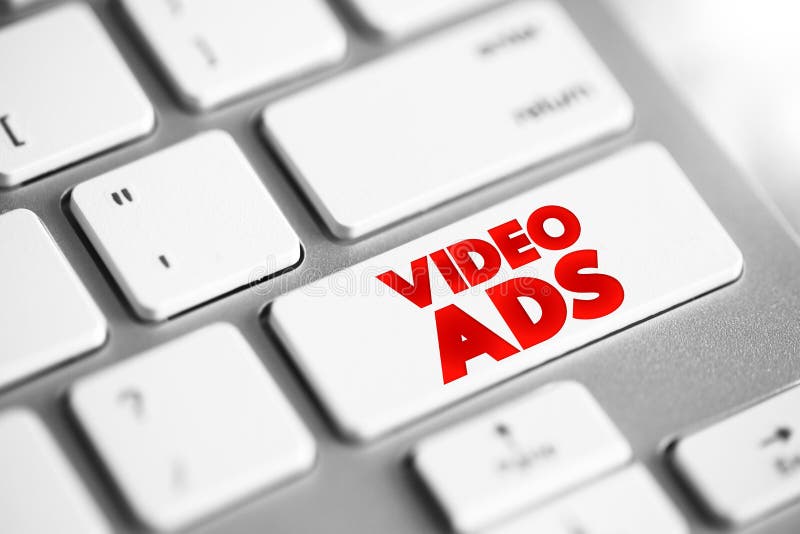 Video Ads Text Button on Keyboard, Concept Background Stock Photo ...